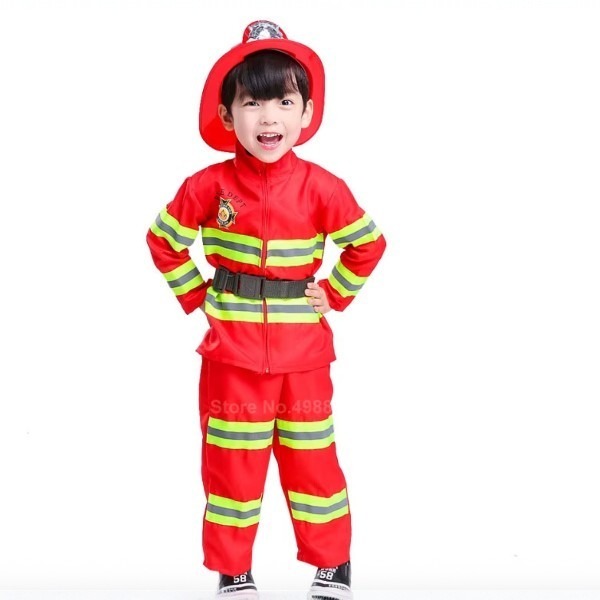 Kids Fire Fighting Costume Cosplay Firefighter Costume